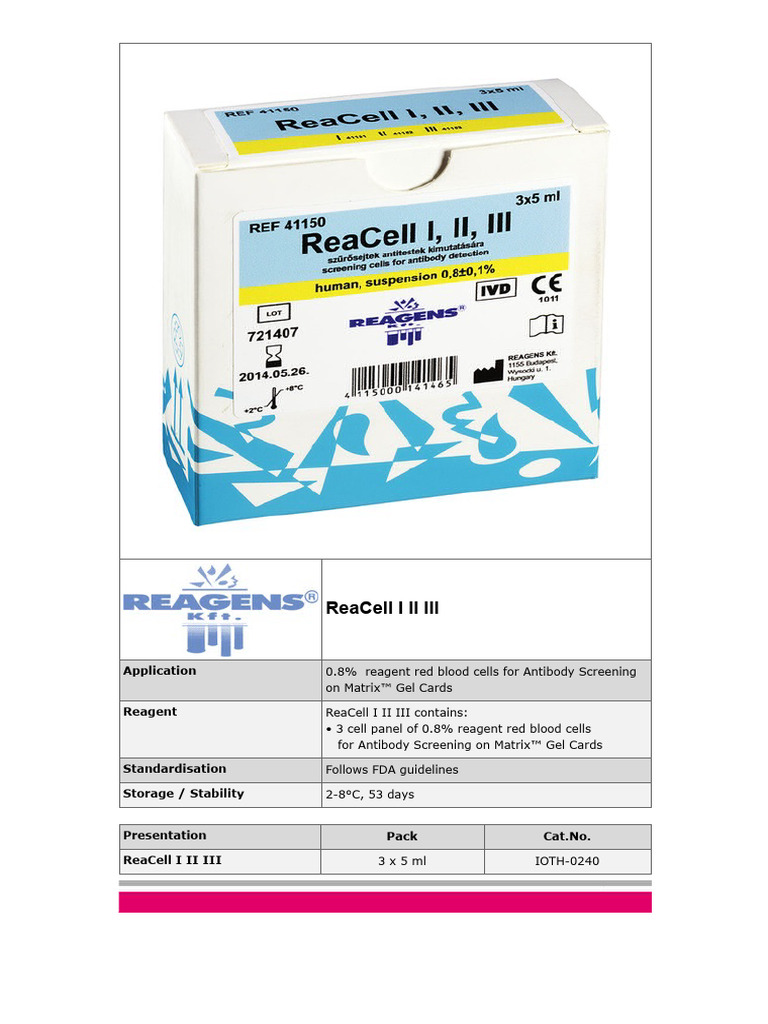 Antibody Screening Reagent Cells | PDF