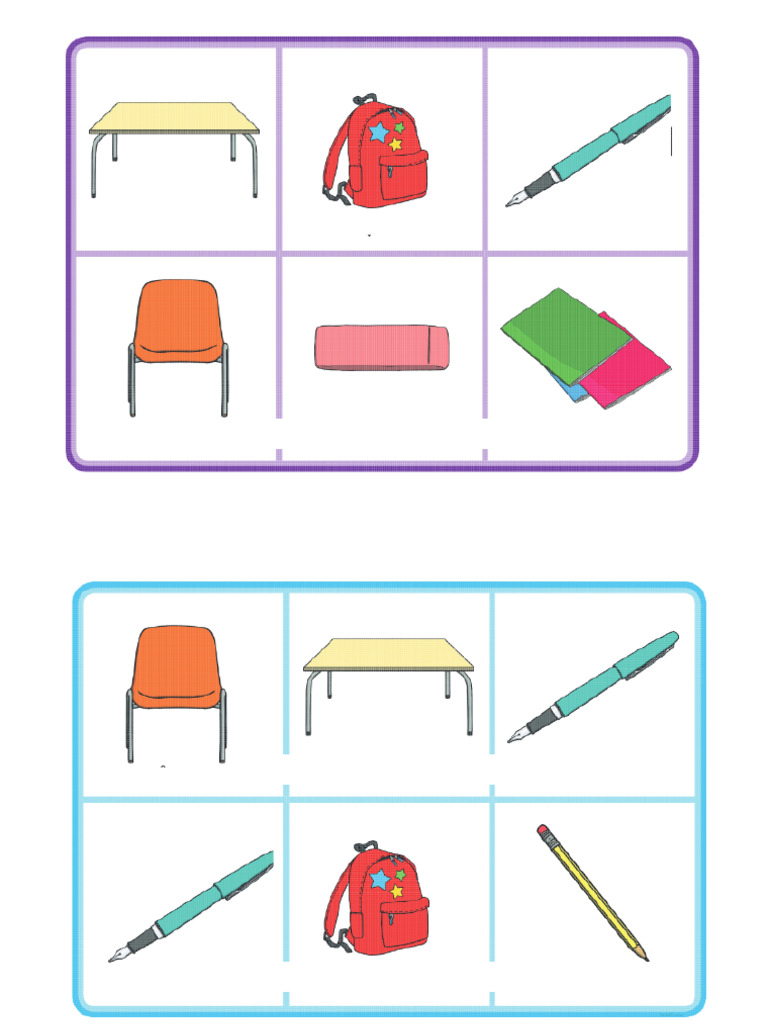 Bingo Classroom Objects Printable | PDF
