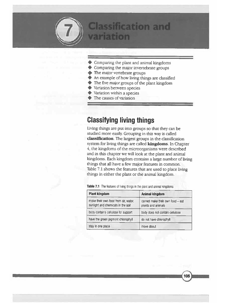Y7-Variations and Classification Handouts | PDF