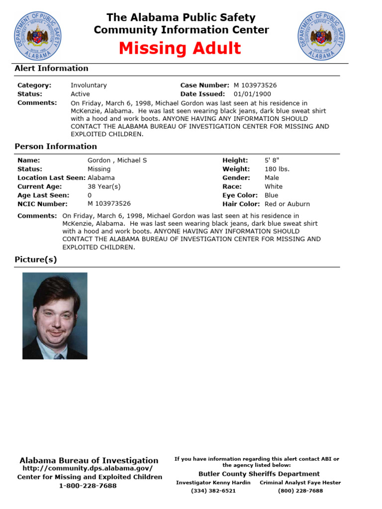 Missing Adult: The Alabama Public Safety Community Information Center ...