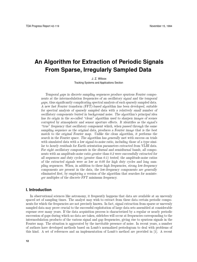 An Algorithm For Extraction of Periodic Signals From Sparse, Irregularly Sampled Data | PDF ...
