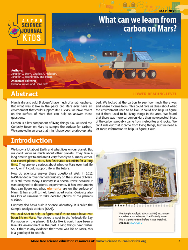 Carbon Discovery on Mars: Implications for Life | PDF | Atoms ...