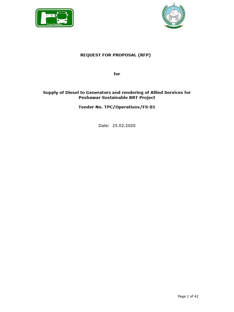 Combine Tender Documents - Supply of Diesel For Generators For PSBRT ...