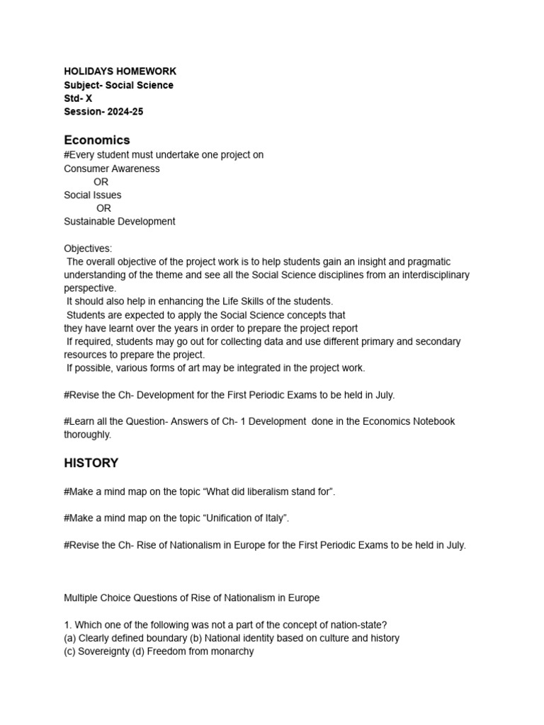 Holidays Homework | PDF | Soil | Nationalism