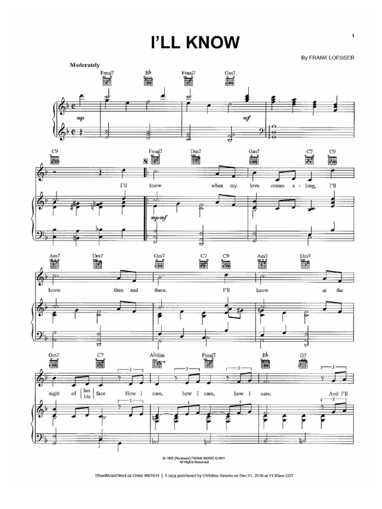 I'Ll Know Sheet Music | PDF