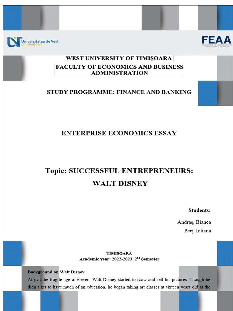 Enterprise Economics Essay | PDF | The Walt Disney Company | Economies
