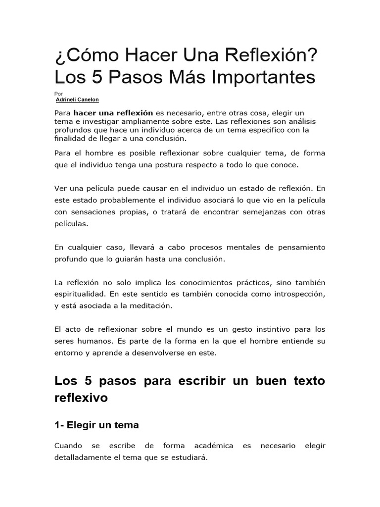 Cómo Hacer Una Reflexión 2022-10 | PDF | Pensamiento | Mente