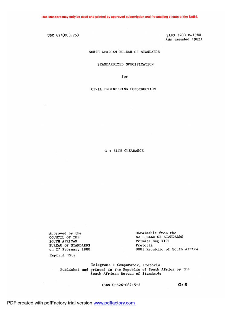 SANS1200C Site Clearance | PDF