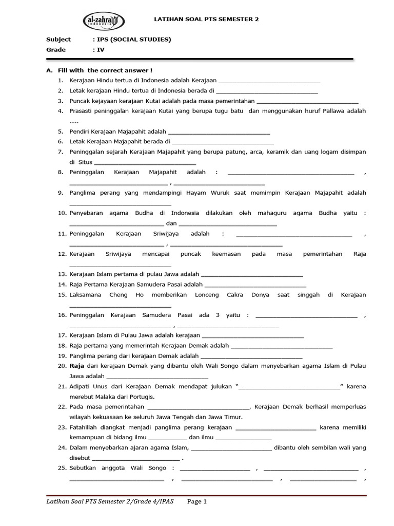 Latihan Soal Ips 3 Kerajaan | PDF