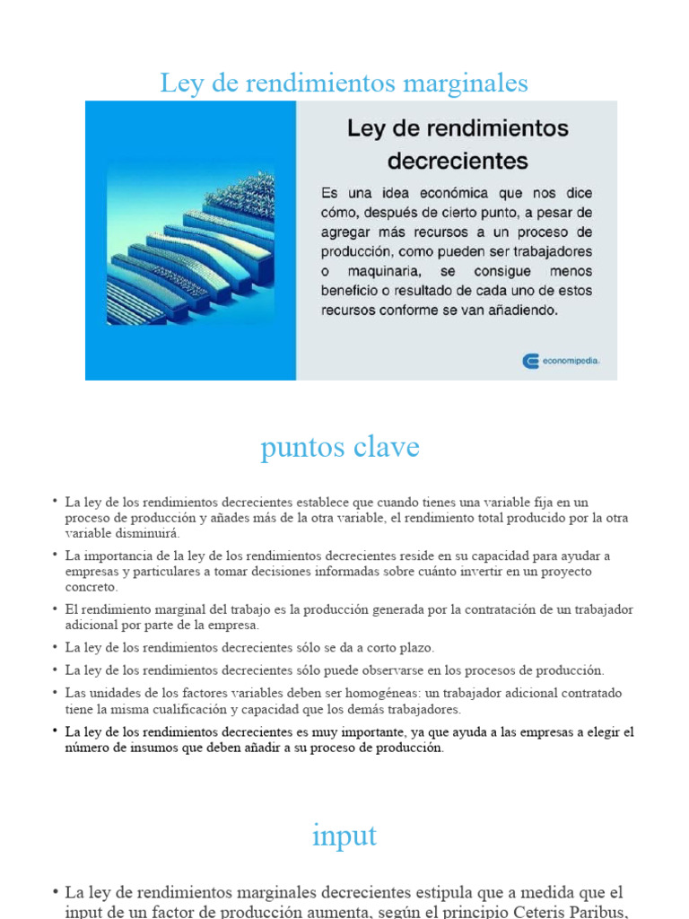 Ley de Rendimientos Marginales Decrecientes | PDF | Factores de ...