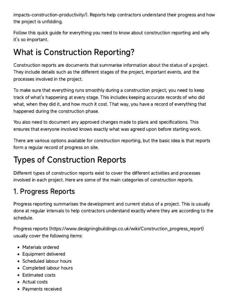 A Quick Guide To Construction Reporting | PDF | Expense | Business