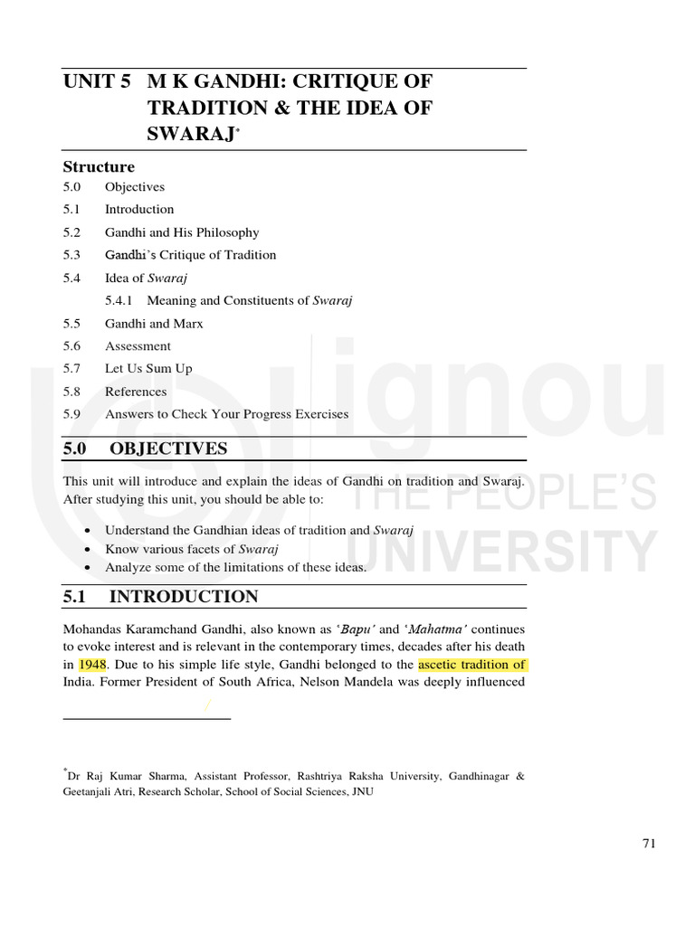 Unit-5 Gandhi Ignou | PDF | Mahatma Gandhi | British Raj