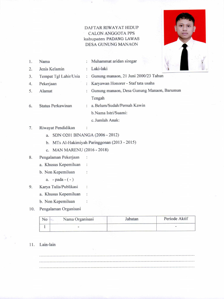 Daftar Riwayat Hidup MHD | PDF