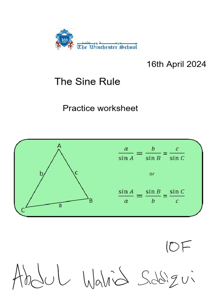 Sine Rule Worksheet for Students | PDF | Significant Figures ...