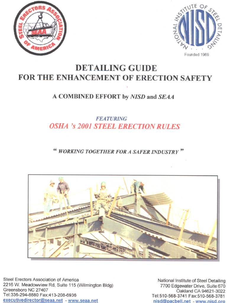 NISD-SEAA - Detailing Guide For Enhancement of Erection Safety - OSHA | PDF