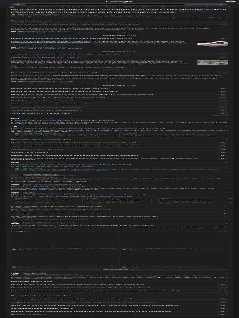 How Does Environment Affect The Formation of Foss | PDF | Fossil ...