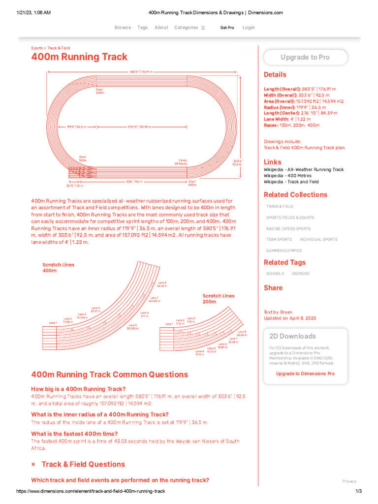 400m Running Track Dimensions & Drawings | PDF | Track And Field ...