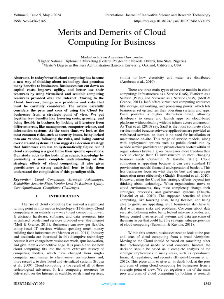 Merits and Demerits of Cloud Computing For Business | Download Free PDF ... Merits and Demerits of Cloud Computing For Business | Download Free PDF ...