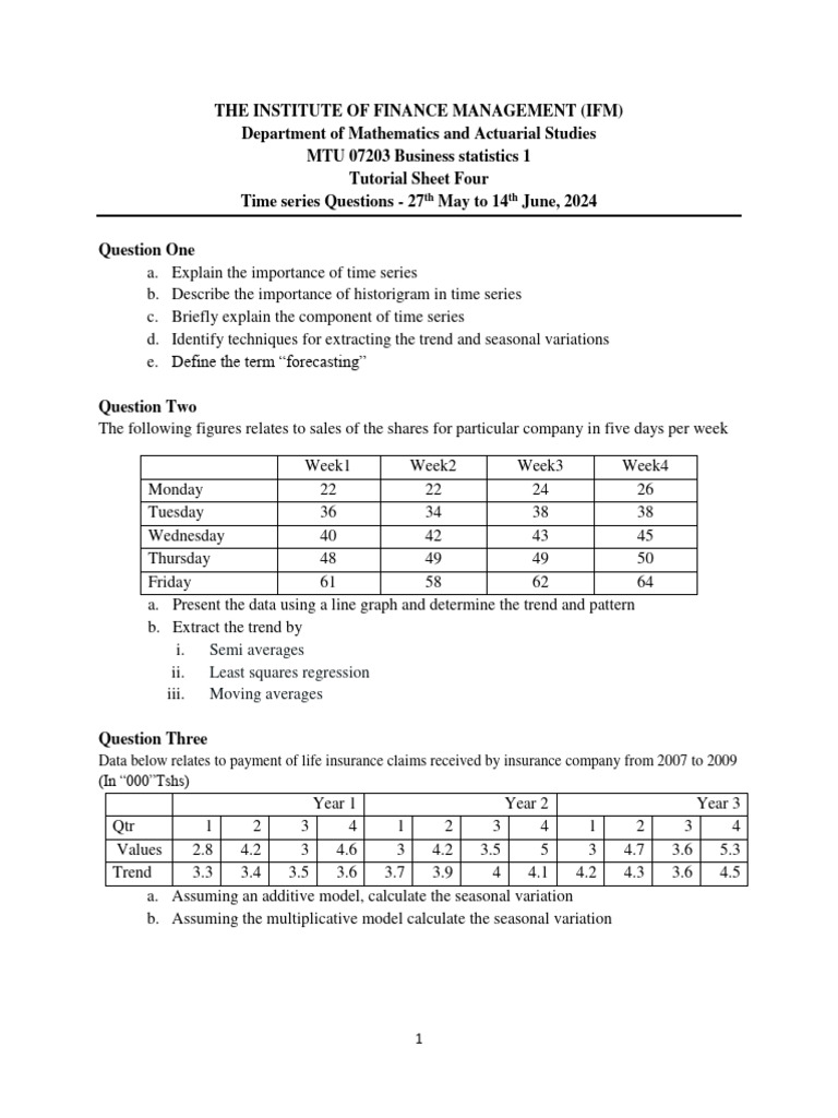 Tutorial - Time Series - 2024 | PDF | Time Series | Seasonality