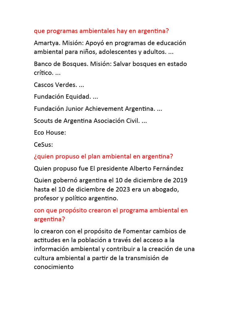 Que Programas Ambientales Hay en Argentina | PDF