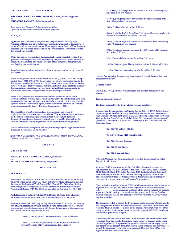 Batch 1 Cases | PDF | Theft | Robbery