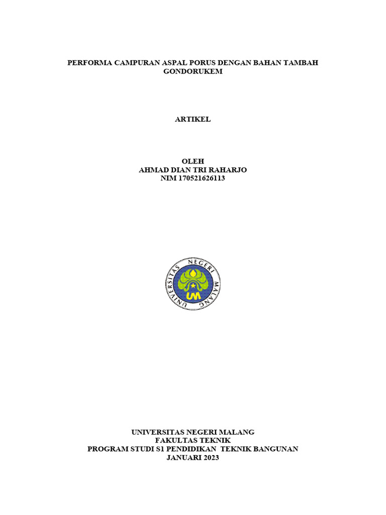 Performa Aspal Porus dengan Gondorukem | PDF