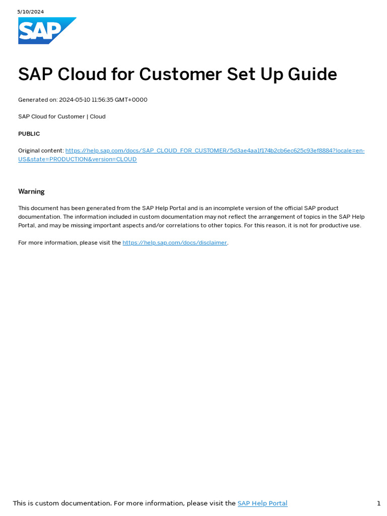 SAP Cloud for Customer Setup Guide | PDF | Safari (Web Browser ...
