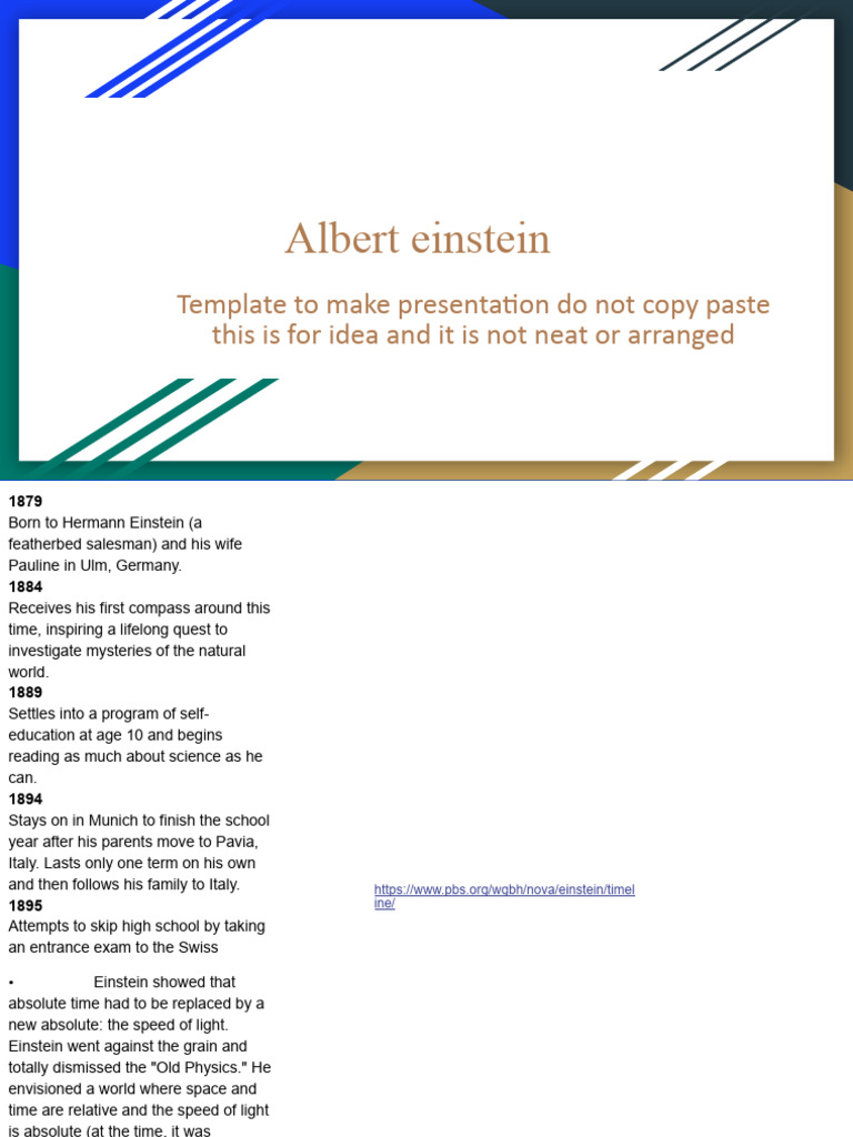 Albert Einstein Template For Project | PDF