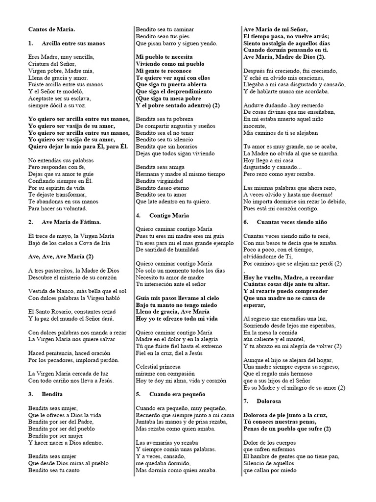 Cantos de María | PDF | María, madre de Jesús | Oración