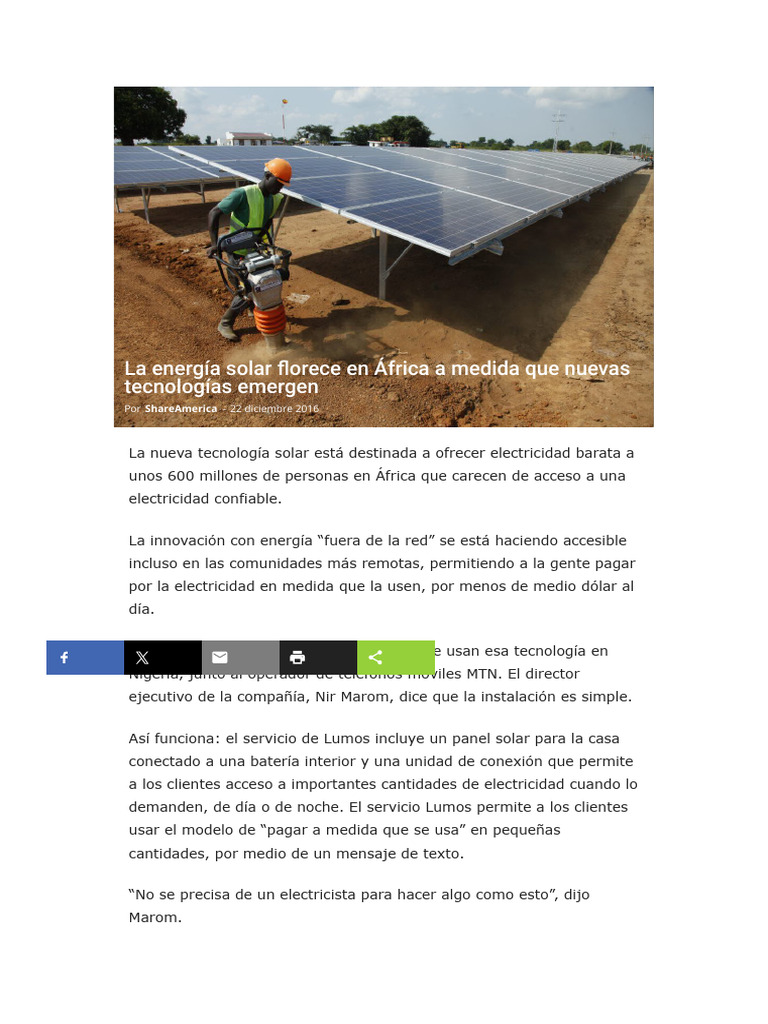 Energía Solar Asequible para África | PDF | Energía solar | África