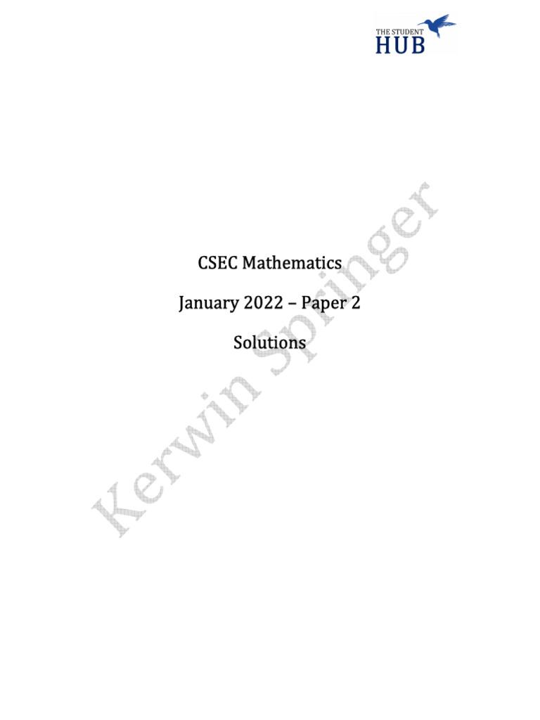 January 2022 CSEC Maths Paper 2 Solutions | PDF | Mathematics | Applied ...
