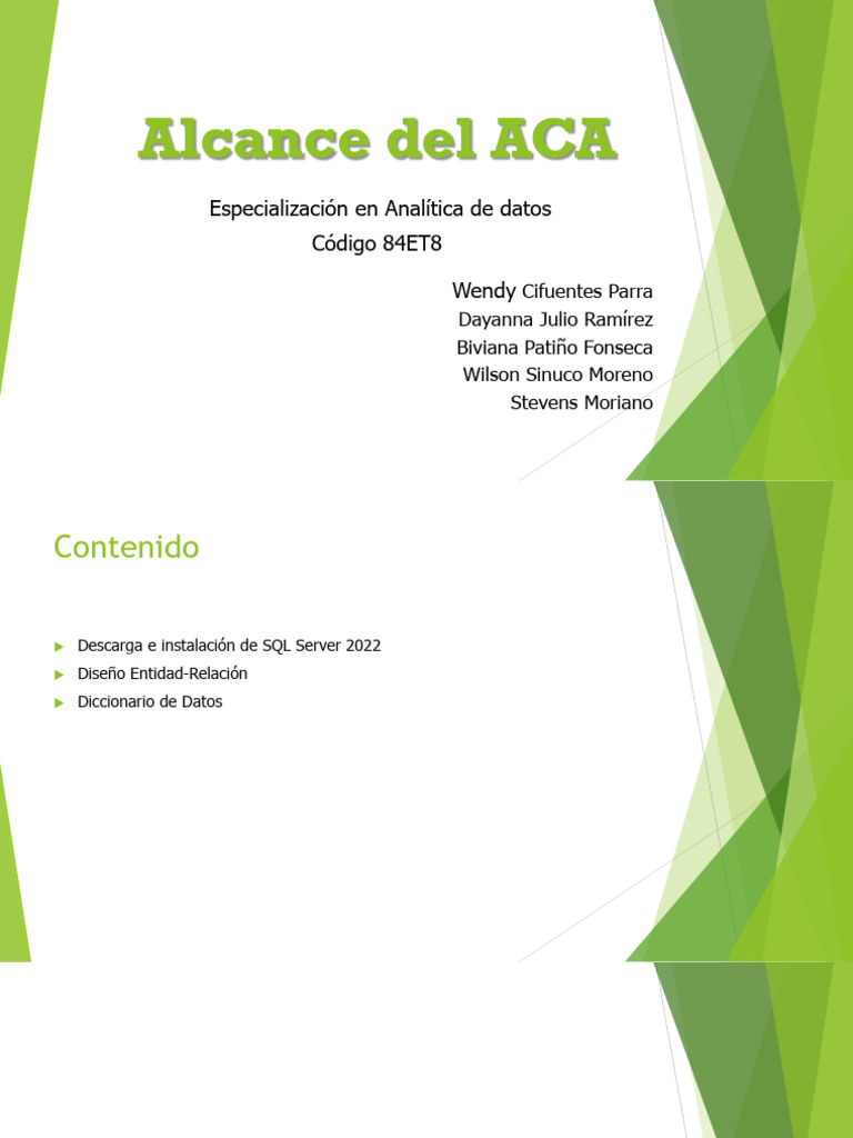 Alcance Del ACA | PDF | Servidor SQL de Microsoft | Tipo de datos