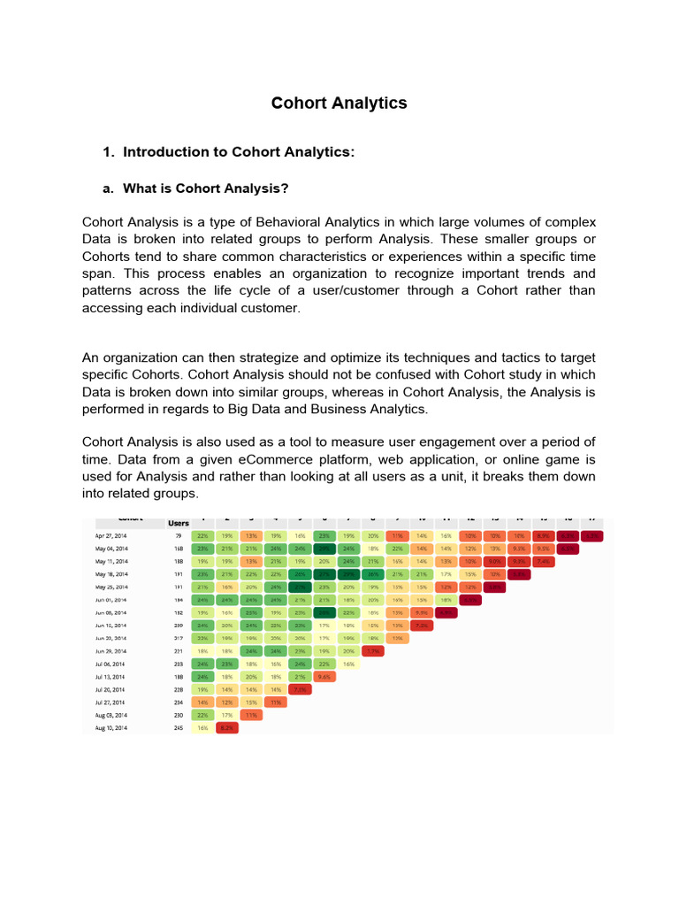 Cohort Analytics | PDF | Analytics | Performance Indicator