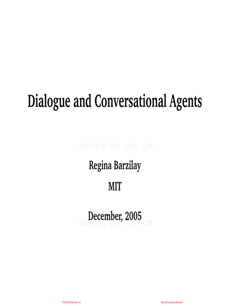 Xu Ly Ngon Ngu Tu Nhien Regina Barzilay Lec22 Dialogue and Conversational Agents ...