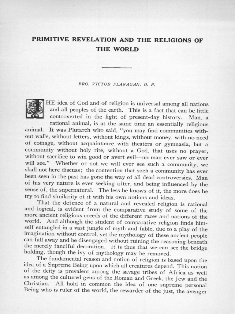 Primitive Revelation and The Religions of The World | PDF | Deities | God