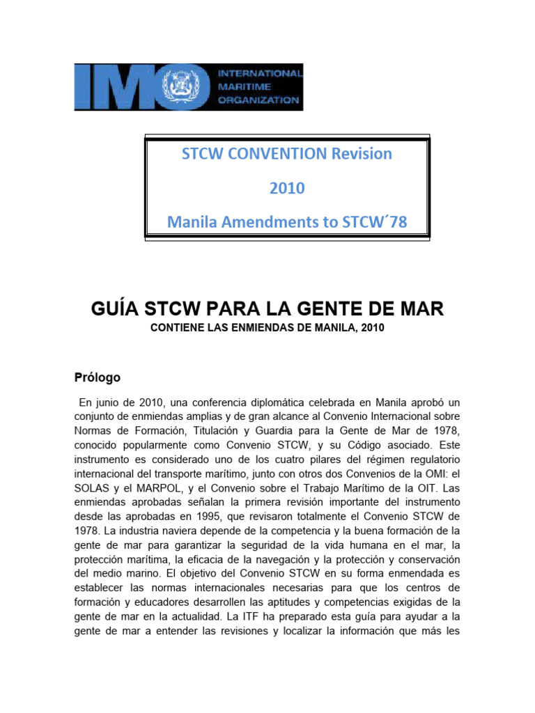 Guía STCW para La Gente de Mar Contiene Las Enmiendas de Manila | PDF