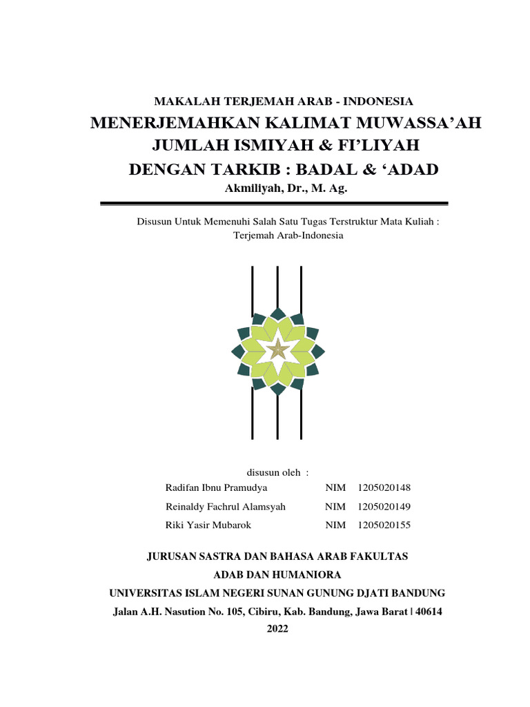Menerjemahkan Kalimat Muwassa'ah Jumlah Ismiyah Dan Fi'liyah Dengan ...