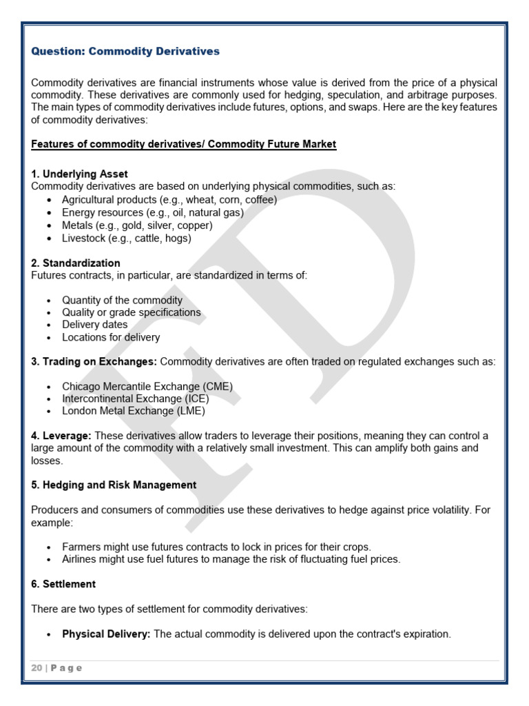 FD (Unit-5) | PDF | Futures Contract | Commodity Markets