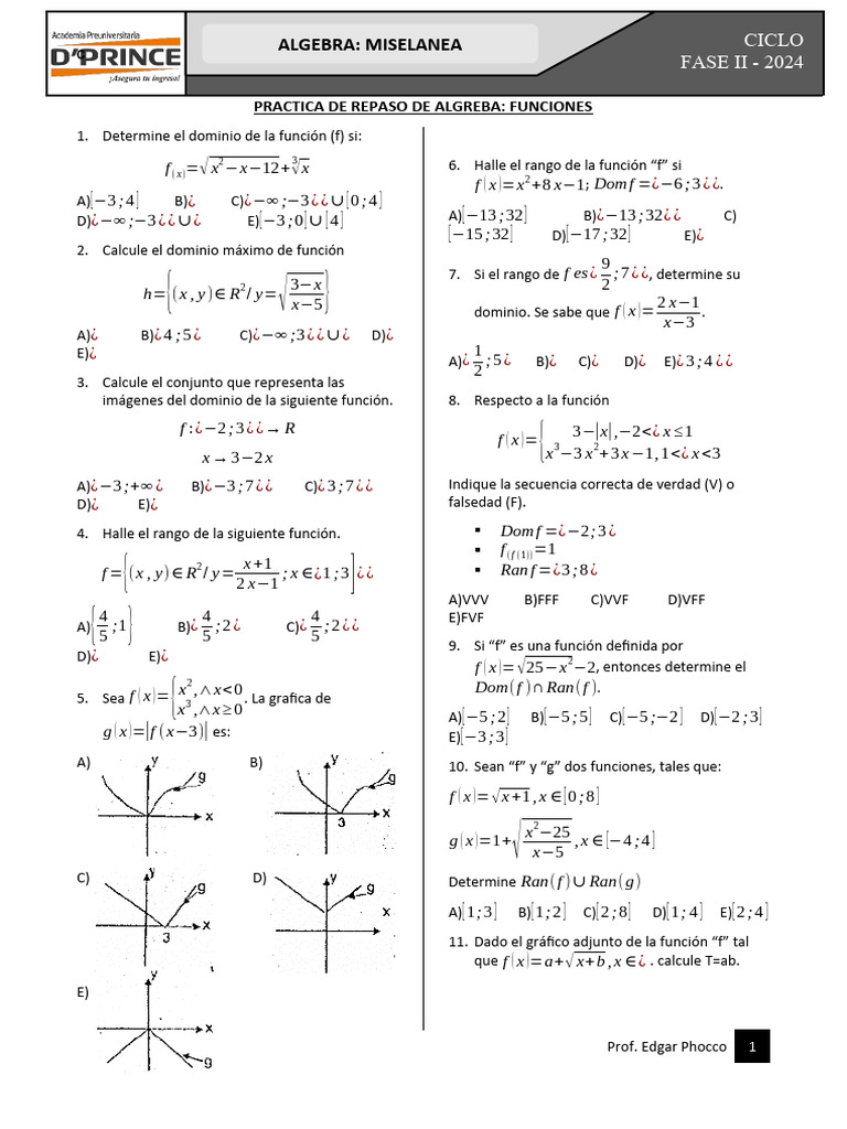Practica de Repaso de Algreba Fase 1 Domingo | PDF