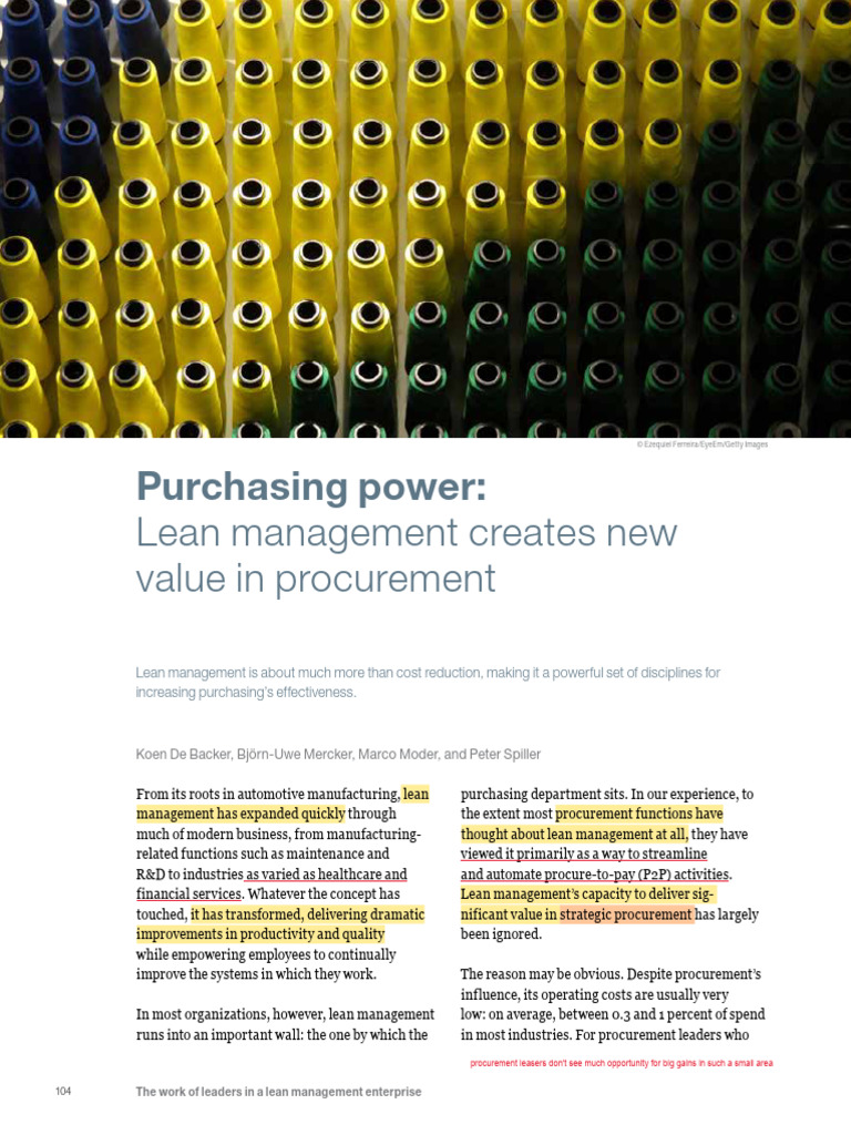 Lean Management in Strategic Procurement | PDF | Procurement | Lean ...