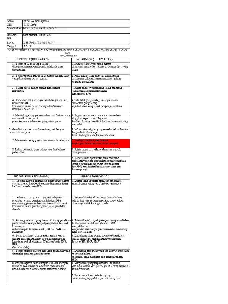 Ifas-Efas Swot Fauzan Matriks | PDF
