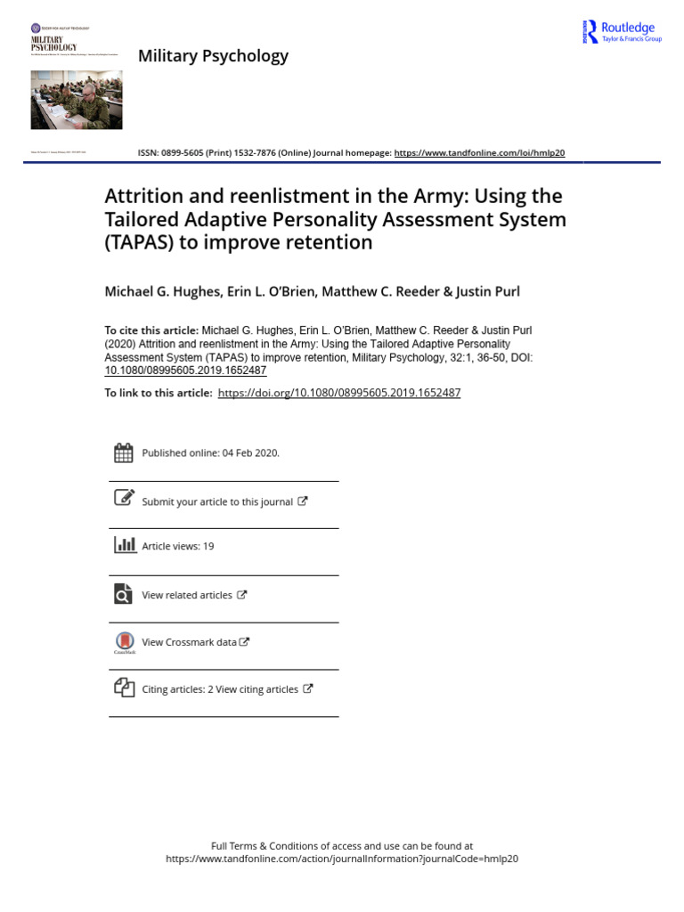 Attrition and Reenlistment in The Army Using The Tailored Adaptive Personality Assessment System ...