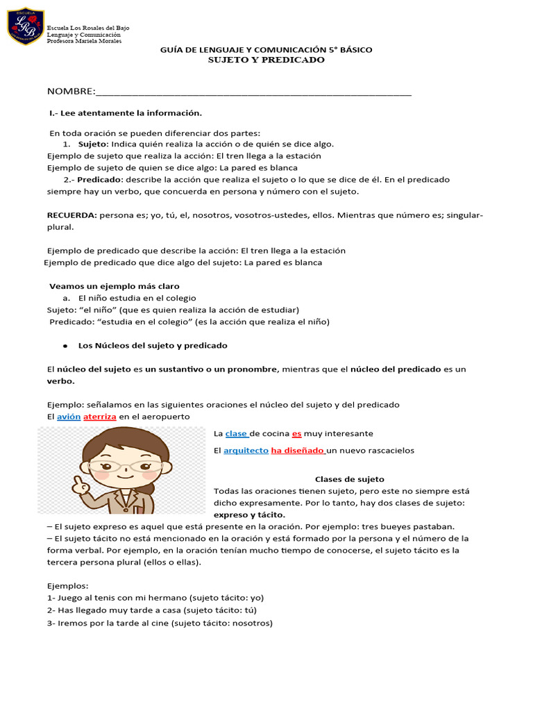 Guía Sujeto y Predicado | Descargar gratis PDF | Predicado (Gramática) | Asunto (gramática)