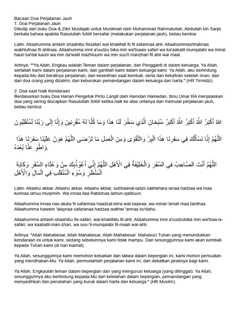 Doa Perjalanan Jauh untuk Muslim | PDF