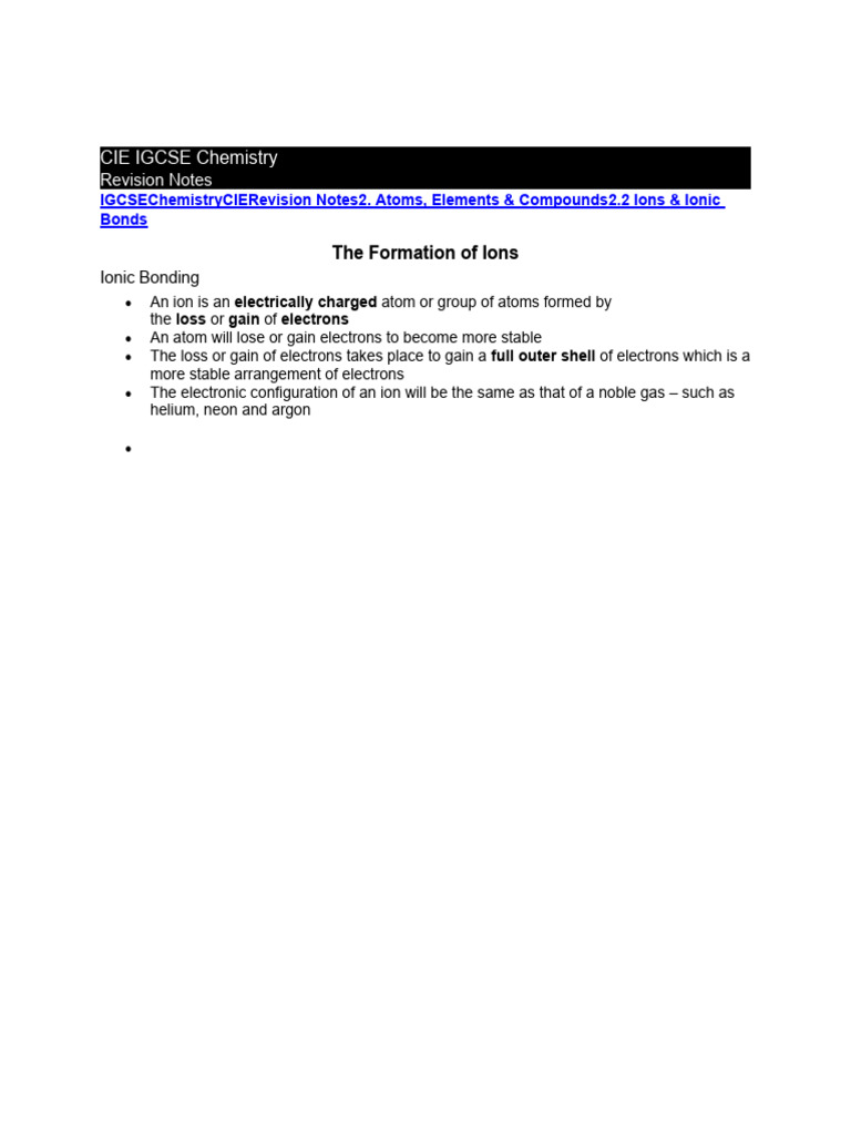Formation of Ions | PDF | Ion | Ionic Bonding