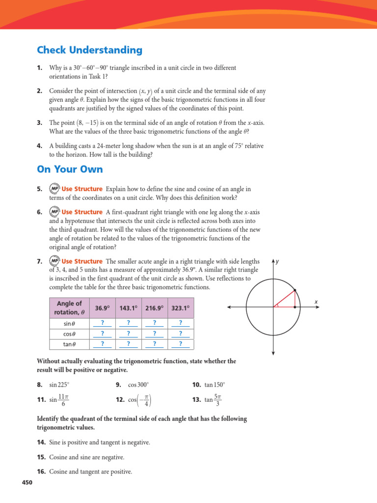 Check Understanding | PDF | Trigonometric Functions | Triangle