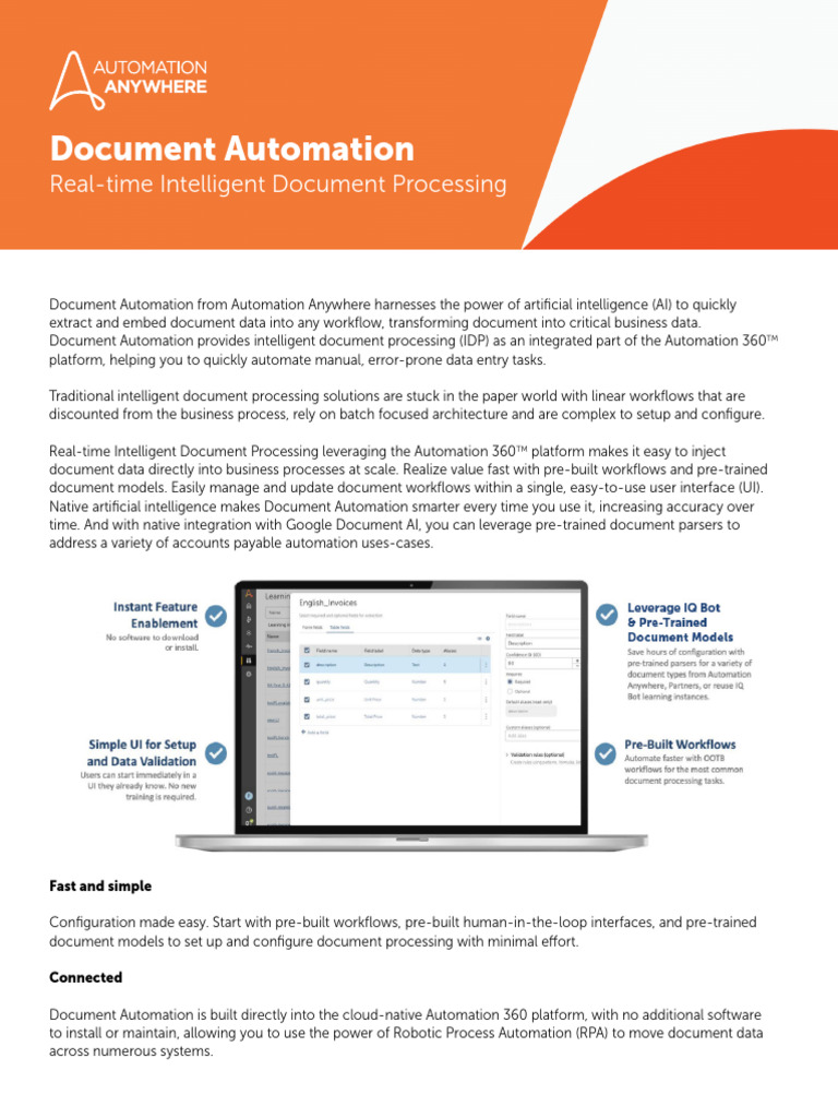 Document Automation Datasheet | PDF | Automation | Artificial Intelligence