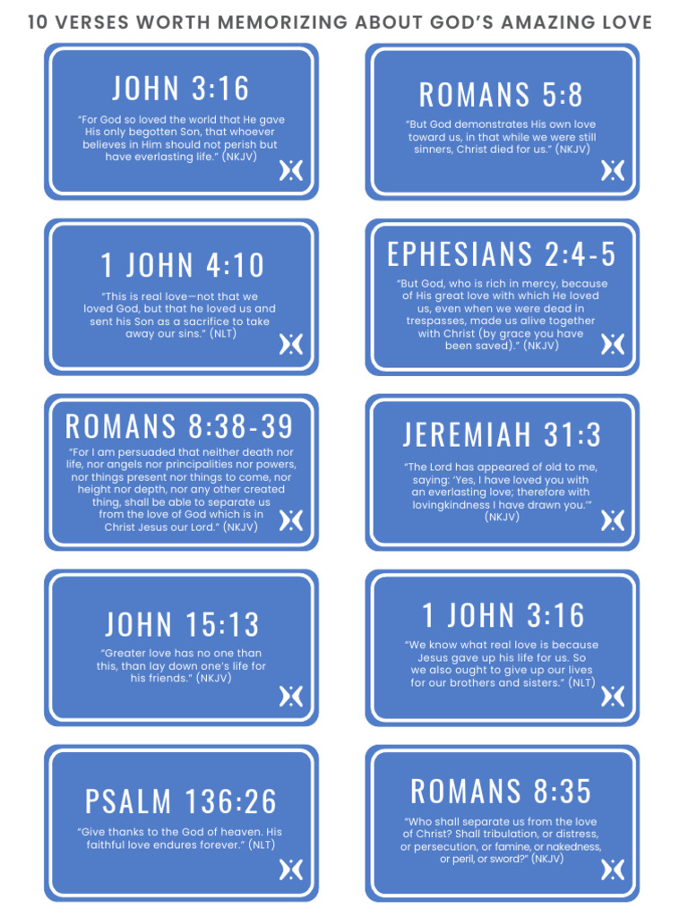 10 Verses Worth Memorizing About Gods Amazing Love | PDF | Jesus | Religious Belief And Doctrine