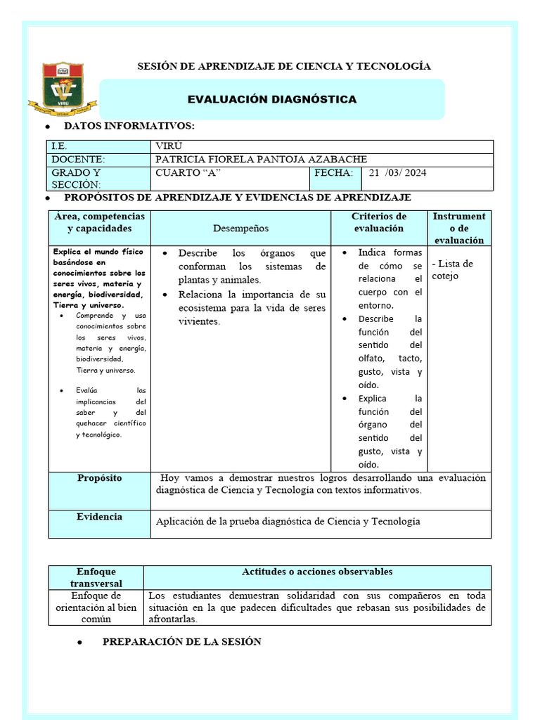 A SES. C y T de Eval. Diag 2024 (1) - JUEVES 21 | PDF | Evaluación ...