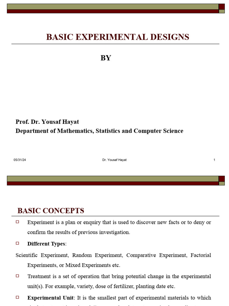 Basic Concepts - CRD | PDF | Experiment | Design Of Experiments